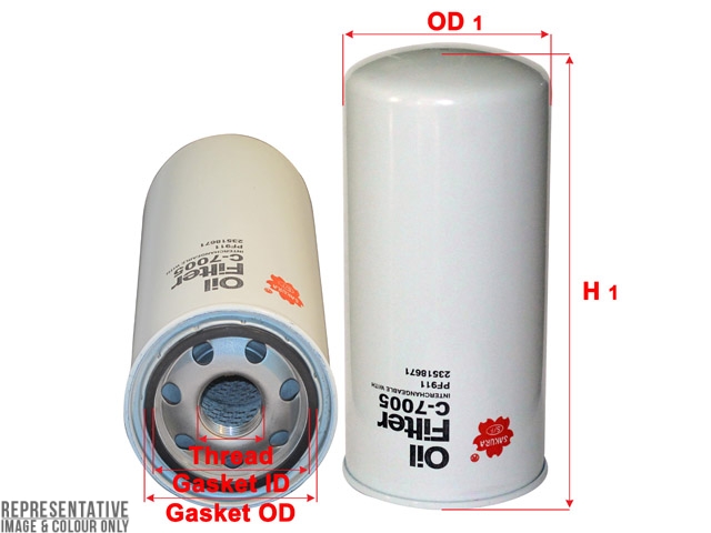 C-7008 - Oil Filter - Sakura Filters Equivalent - C-7008 - ES-15648 ...