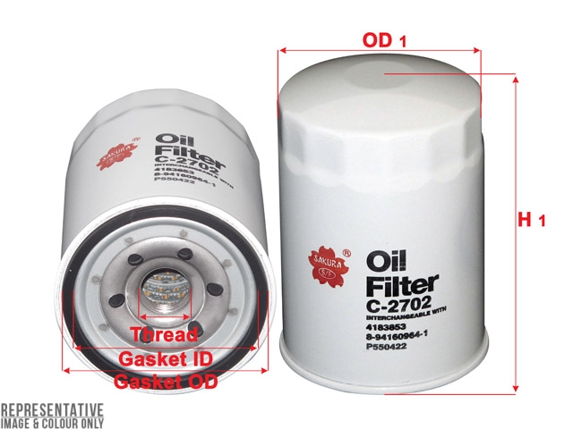 C-2702 - Oil Filter - Sakura Filters Equivalent - C-2702 - ES-15816 ...