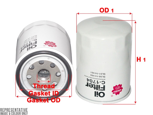 C-1704 - Oil Filter - Sakura Filters Equivalent - C-1704 - ES-15860 ...